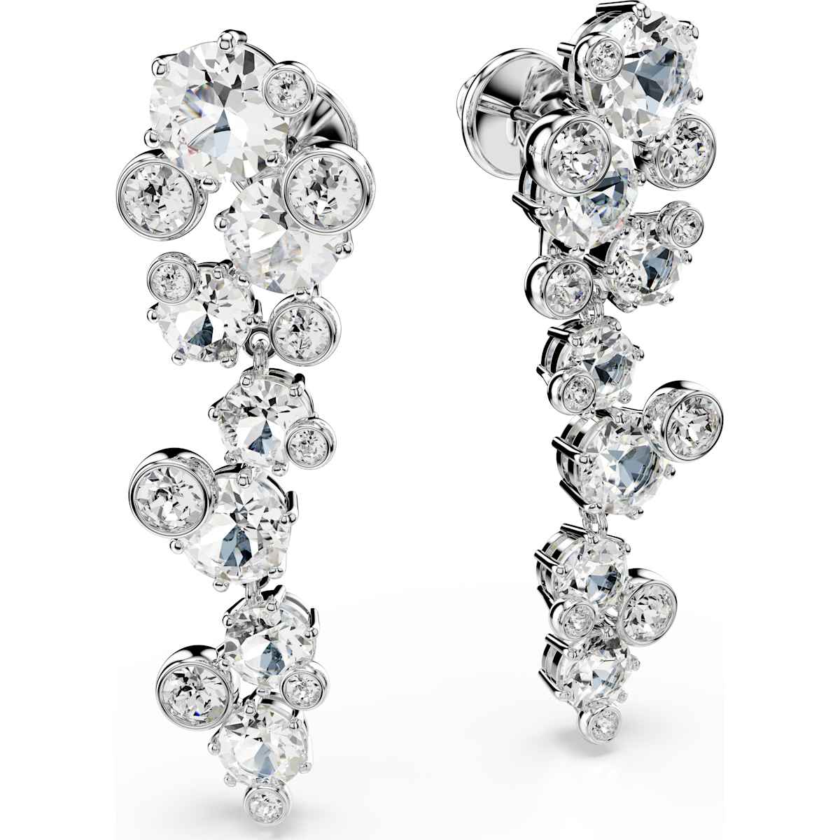 Constella drop earrings, Mixed cuts, White, Rhodium plated | Shukha Online Store