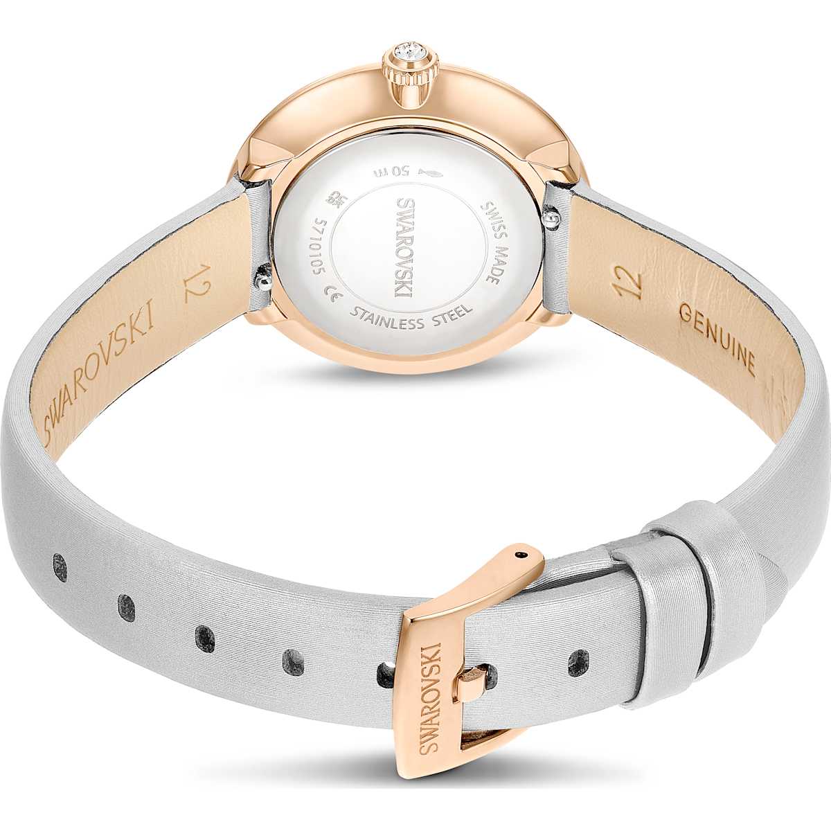 Matrix Tennis watch, Swiss Made, Leather strap, Gray, Rose gold-tone ...