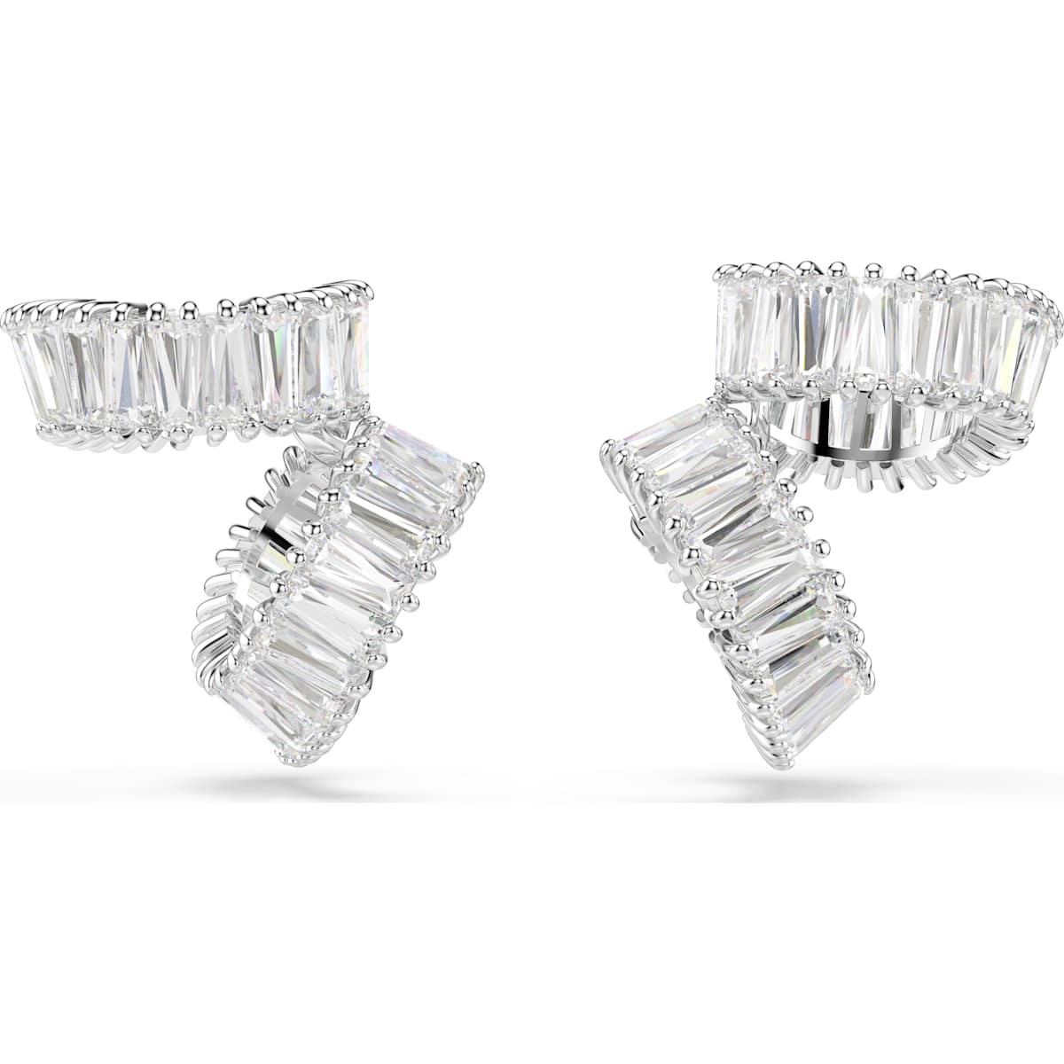 Ariana Grande x Swarovski ear cuffs Baguette cut, White, Rhodium plated ...