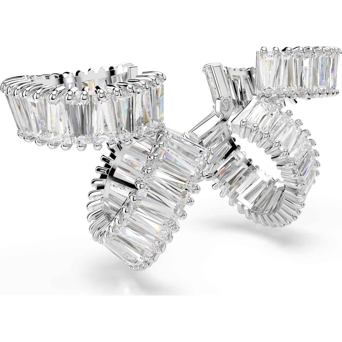 Ariana Grande x Swarovski ear cuffs Baguette cut, White, Rhodium plated ...