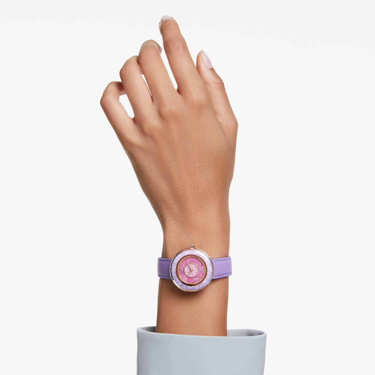 Crystalline Lustre watch Swiss Made, Leather strap, Purple, Rose gold ...