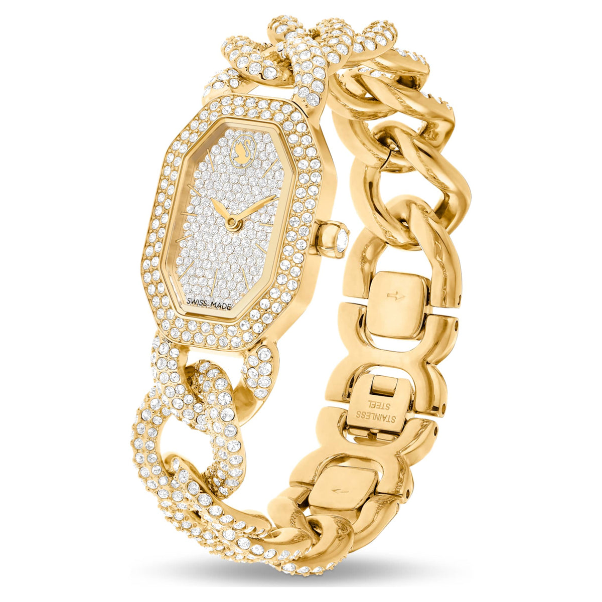 Dextera Chain watch Swiss Made, Crystal bracelet, Gold tone, Gold-tone ...