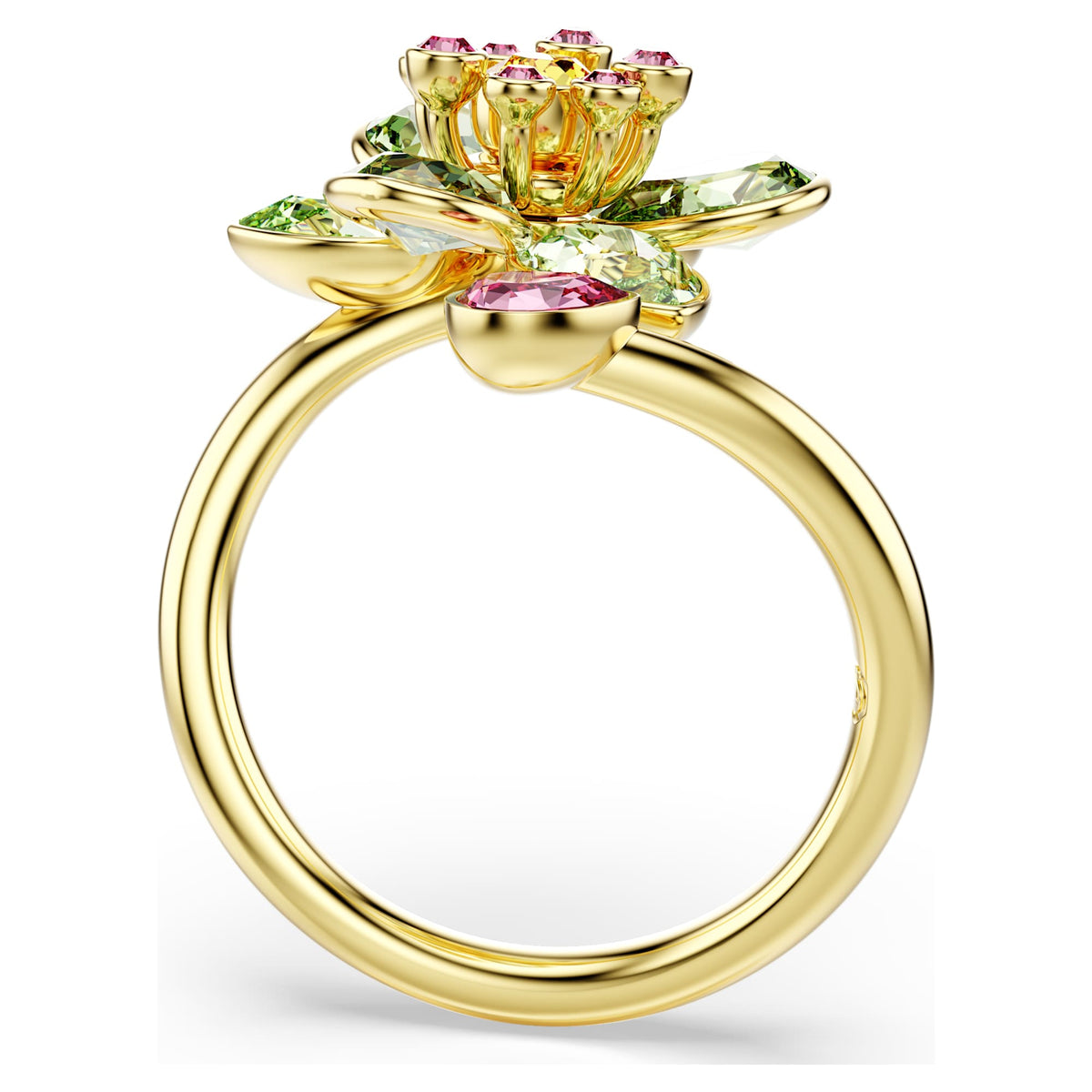 Idyllia open ring Mixed cuts, Flower, Green, Gold-tone plated | Shukha ...