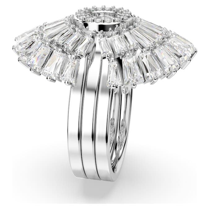 Idyllia ring Set (3), Mixed cuts, Shell, White, Rhodium plated | Shukha ...