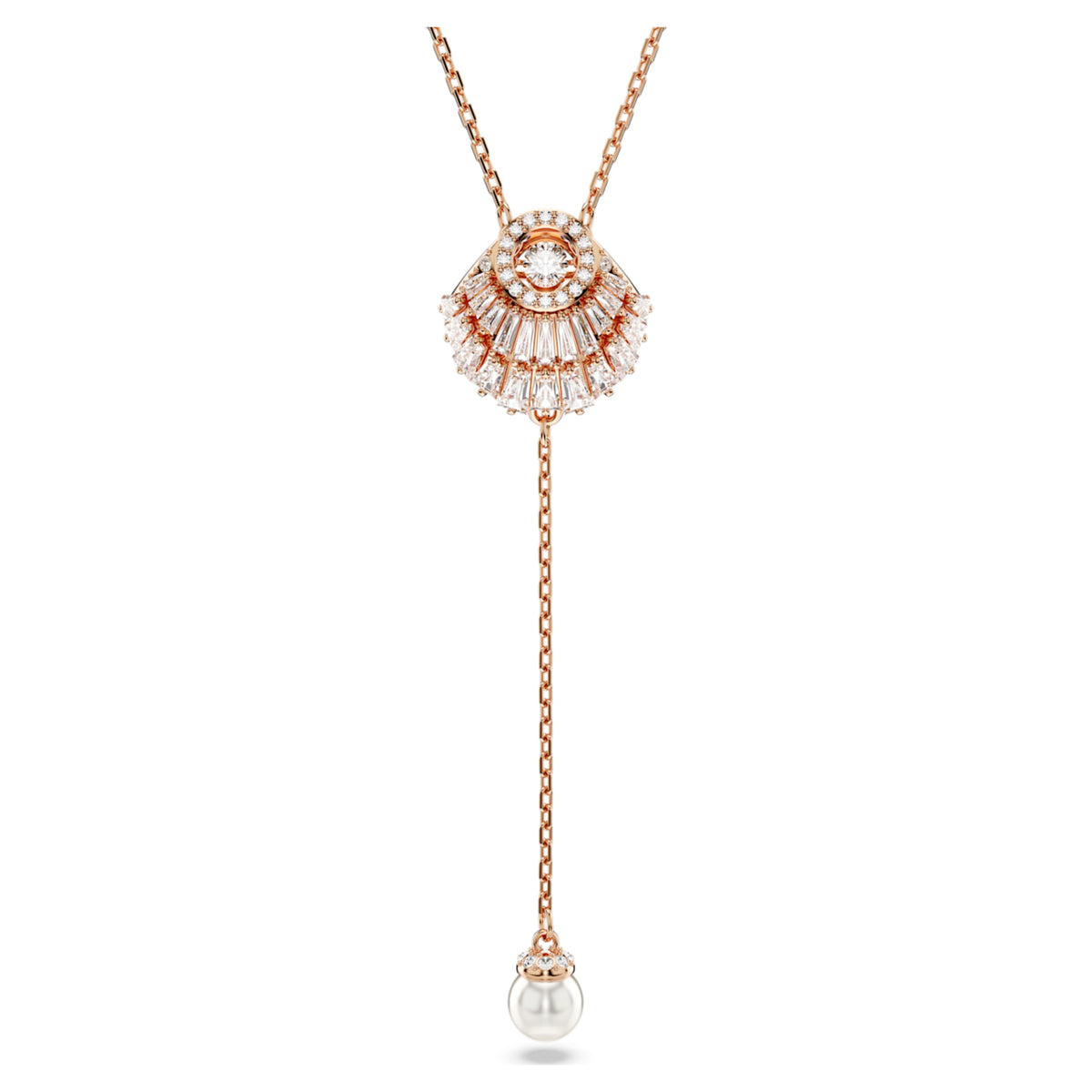 Idyllia Y pendant Shell, White, Rose gold-tone plated | Shukha Online Store
