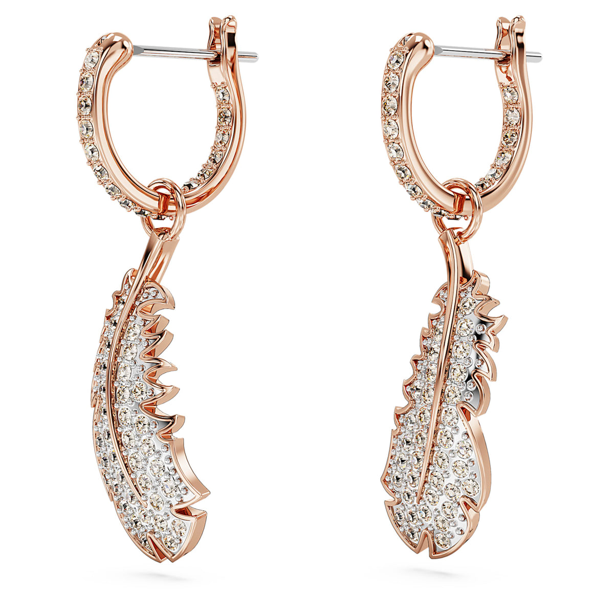 Nice drop earrings Feather, White, Rose gold-tone plated | Shukha ...